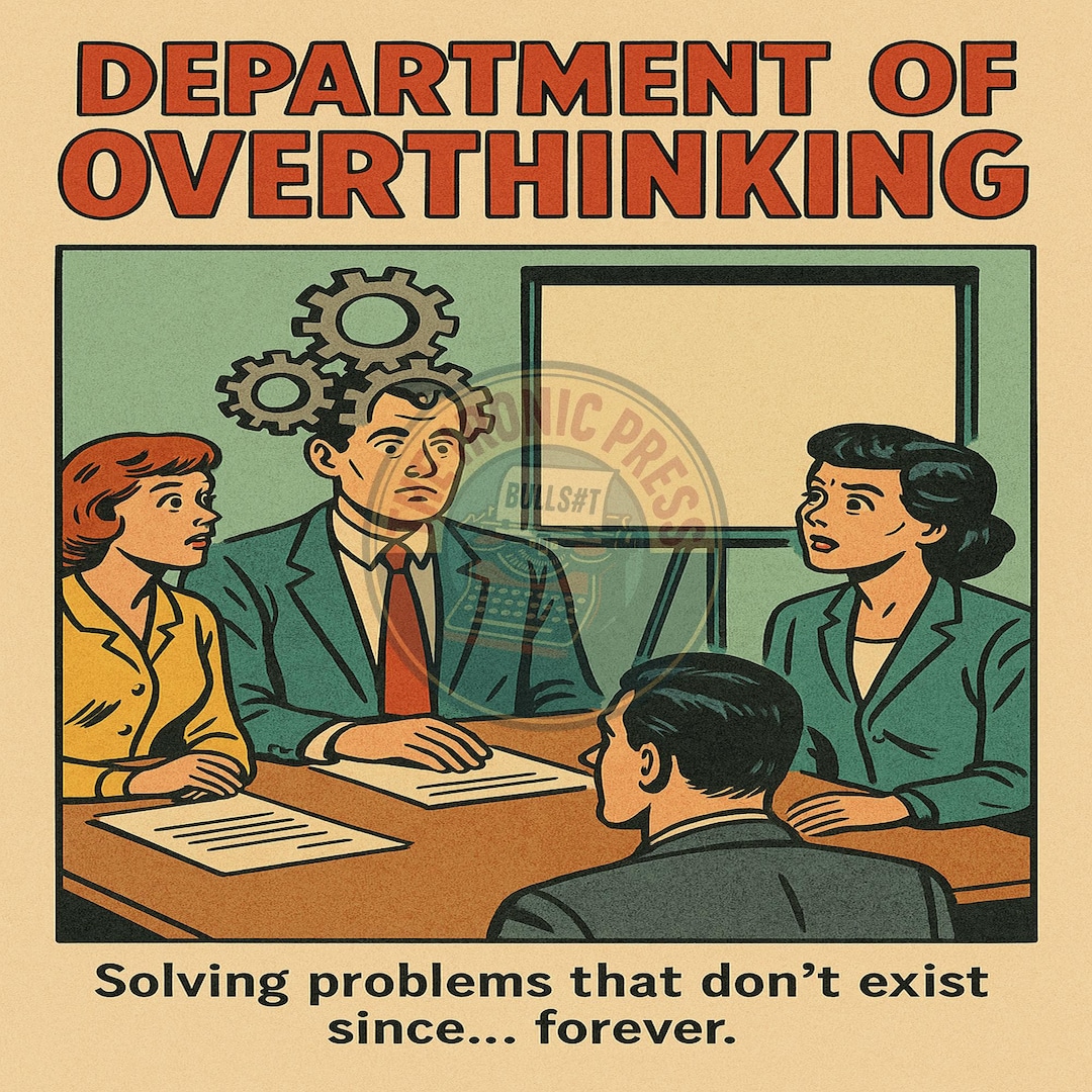 Retro Comic Office Art: Department of Overthinking (digital Download ...
