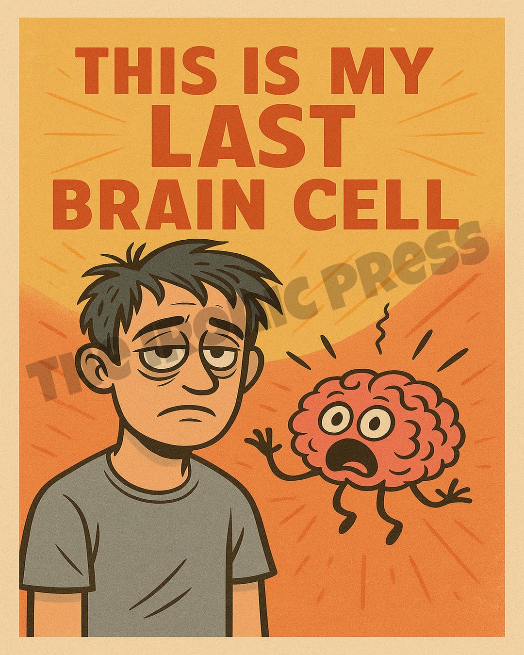 Last Brain Cell Funny Poster: Retro Comic Print (digital Download) - Etsy