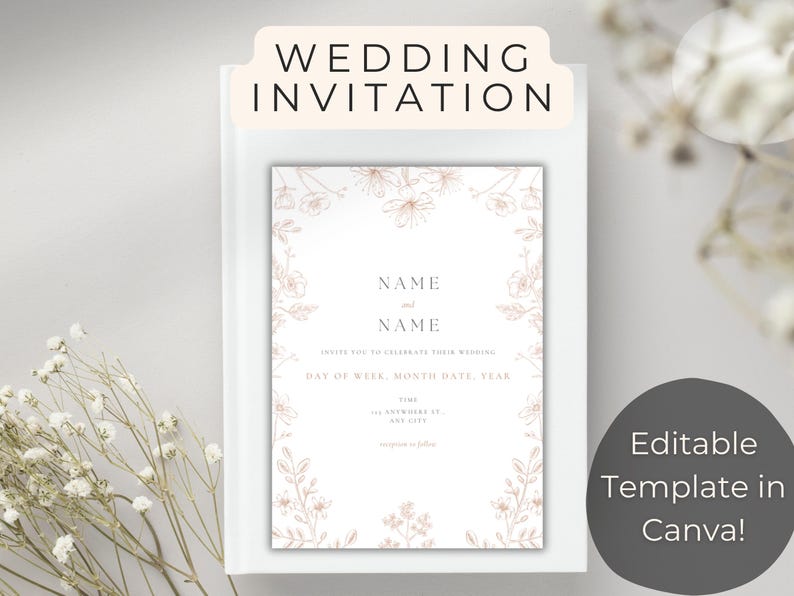 Editable Wedding Invitation | Canva Template | Printable Digital Invite ...