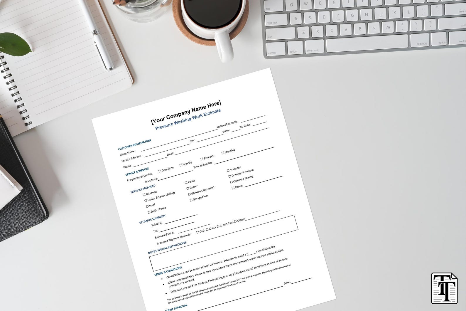 Pressure Washing Estimate Template - Editable Word & Printable PDF ...