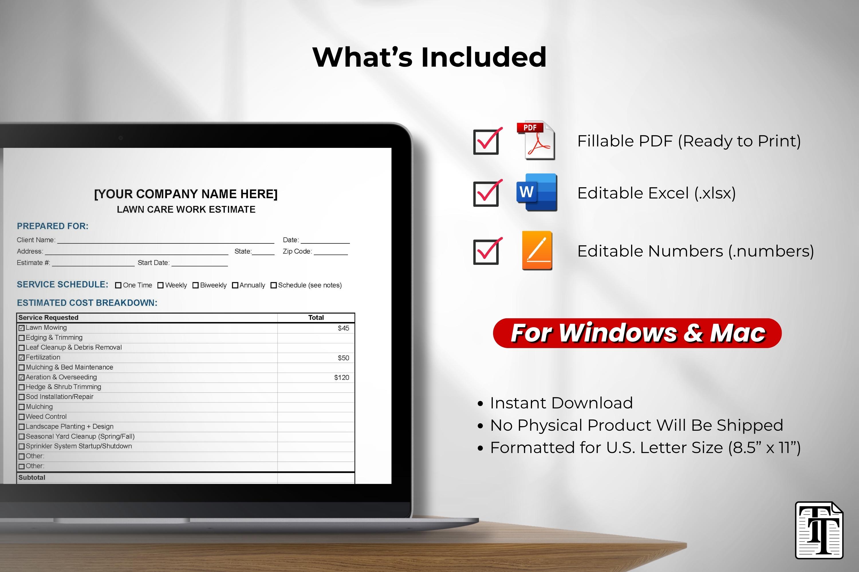 Lawn Care Estimate Template: Landscaping Service Quote (PDF, Word ...
