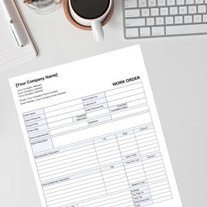 Electrician Work Order Template: Fillable PDF, Excel, Word (instant ...