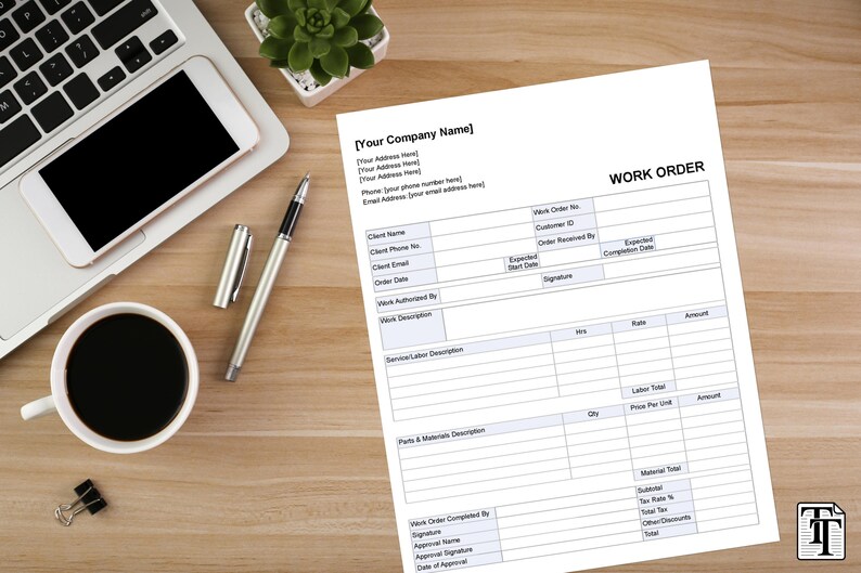 Painting Contractor Work Order Template – House Painter Job Form ...