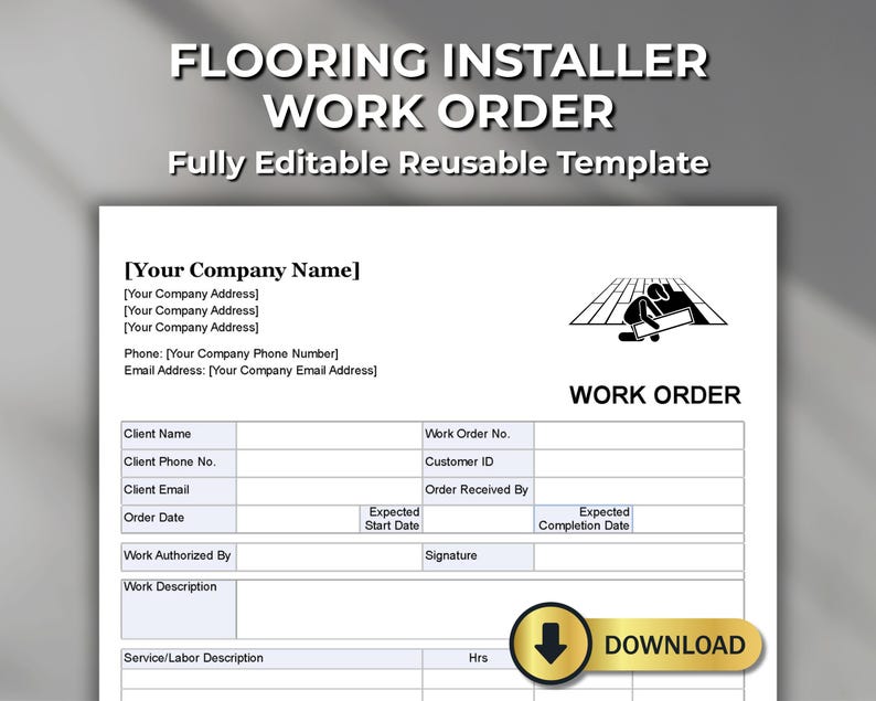 Flooring Installer Work Order Template: Job Form (PDF, Word, Excel ...