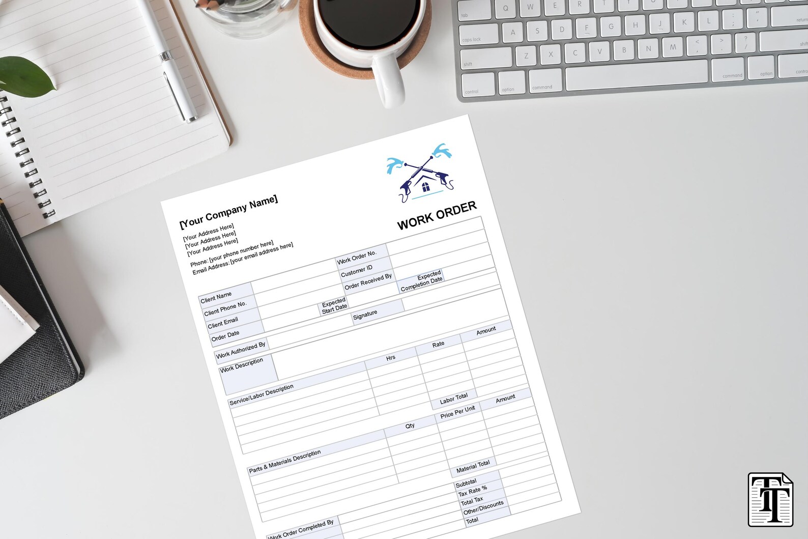 Pressure Washing Work Order Template – Editable Power Wash Job Form ...