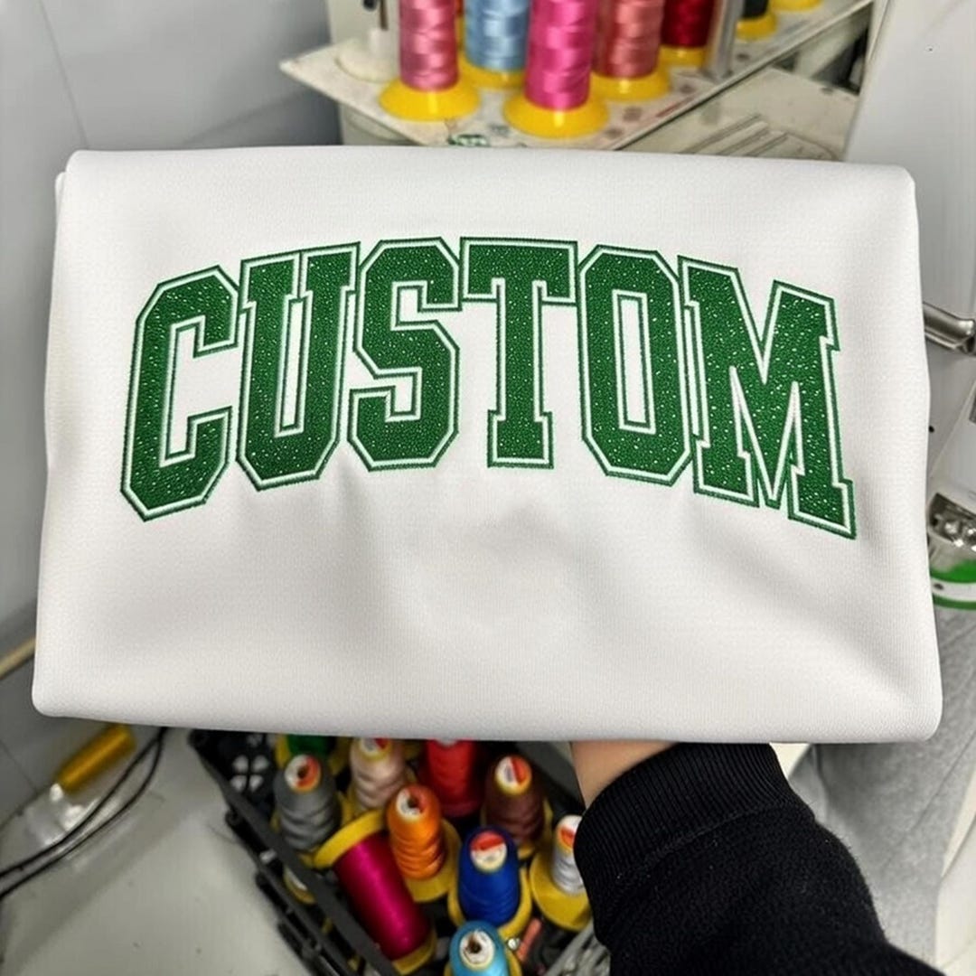 Custom Glitter Varsity Sweatshirt, Glitter Lettering Aesthetic Apparel ...