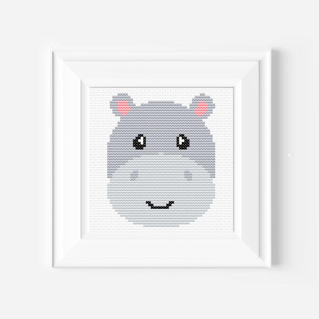 Baby Hippo Miniature Cross Stitch Pattern - Baby Nursery Home Decor ...