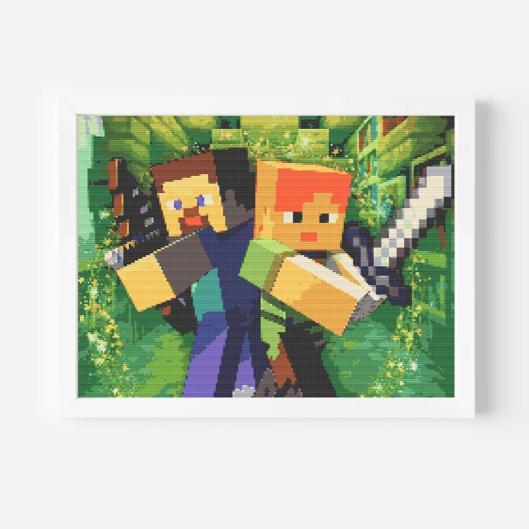 Mine Game Alex & Steve Cross Stitch Pattern, Pixel Art (PDF Pattern) - Etsy