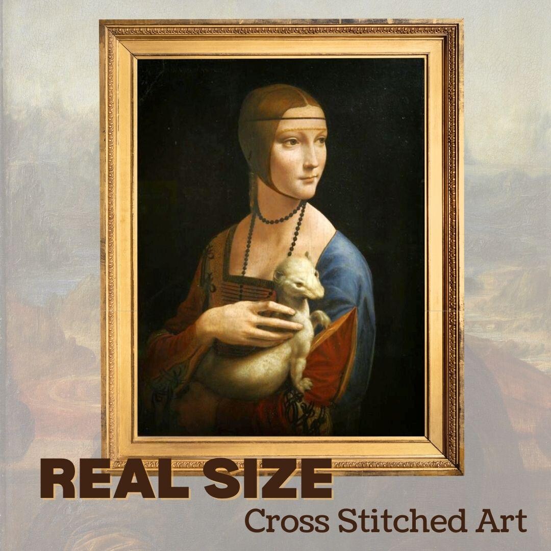 Leonardo Da Vinci "lady With an Ermine" Counted Cross Stitch Embroidery ...