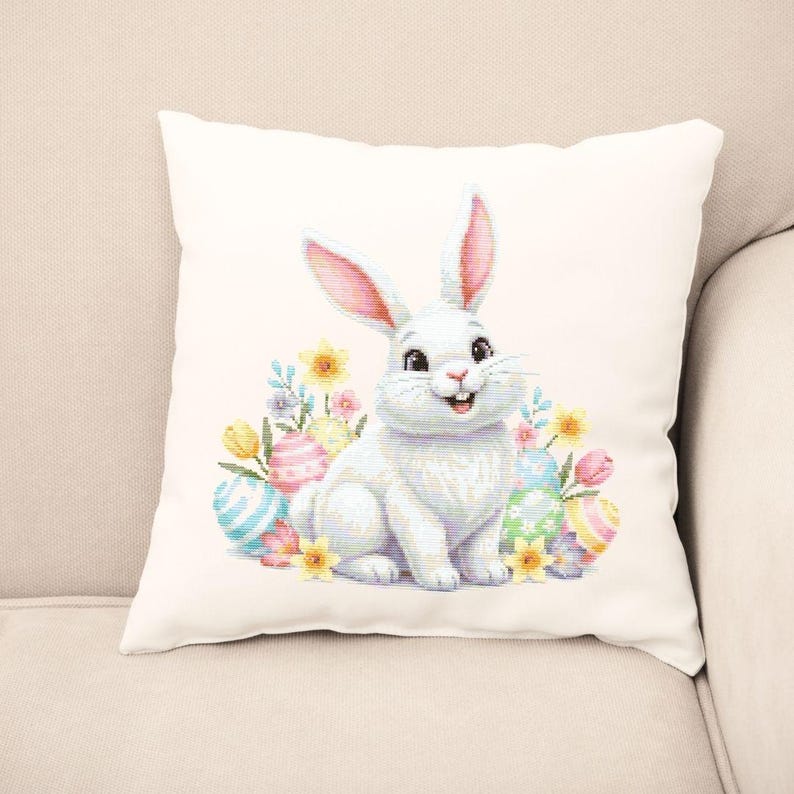 Easter Bunny Eggs Cross Stitch Pattern: Christian Religious Embroidery ...