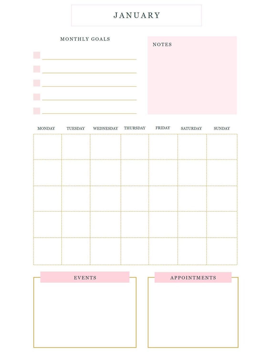 Monthly Planner, Cute Calendar, Planner, Girly Planner - Etsy