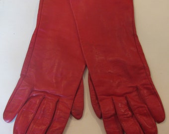 Red leather gloves | Etsy