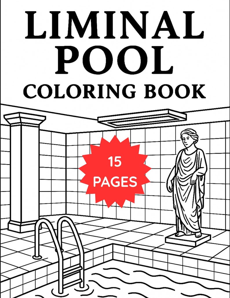 Liminal Poolrooms Coloring Book, Surreal Horror (PDF) - Etsy