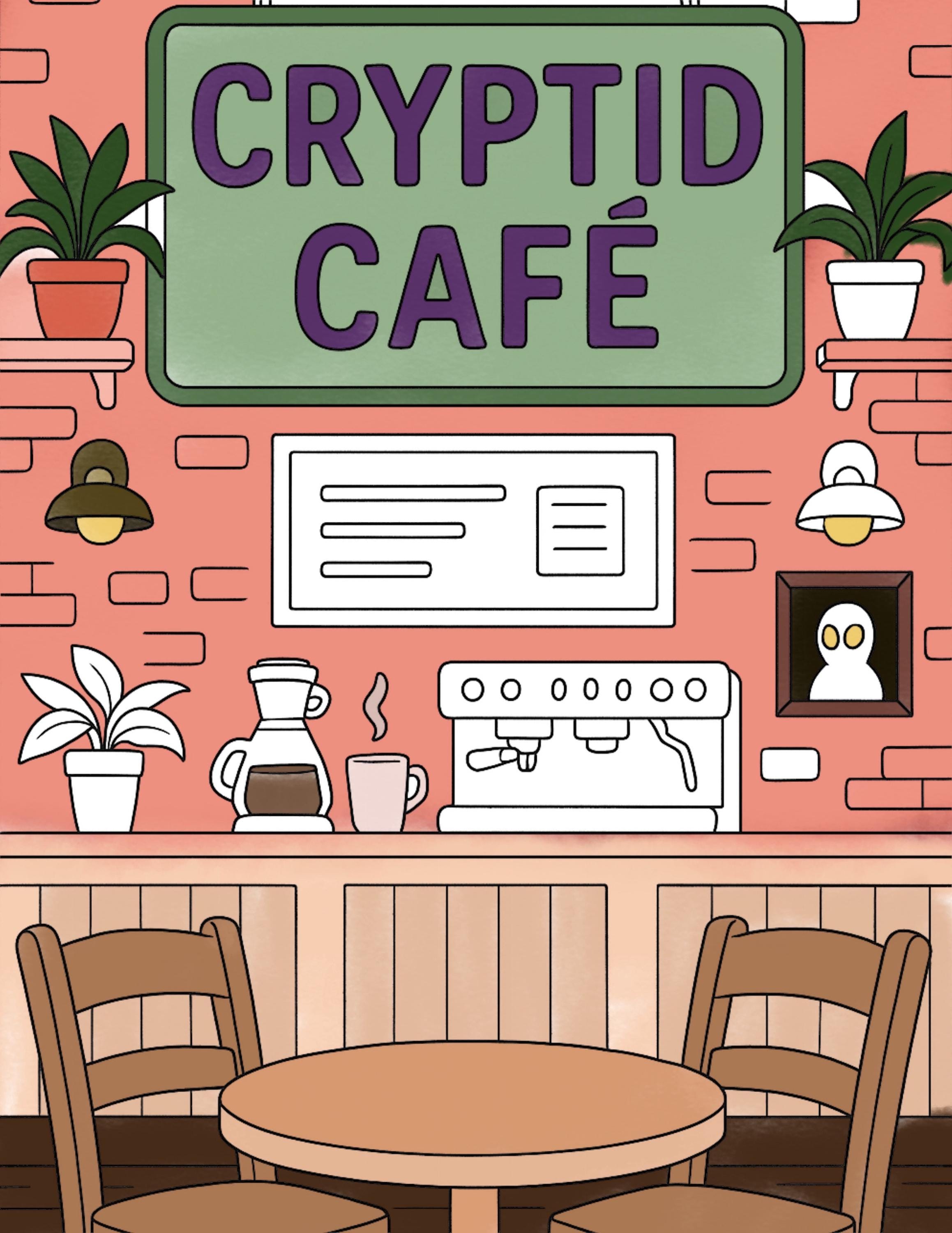 Cryptid Café Bold Easy Coloring Book Kawaii Cute Cryptids Cozy Coffee ...