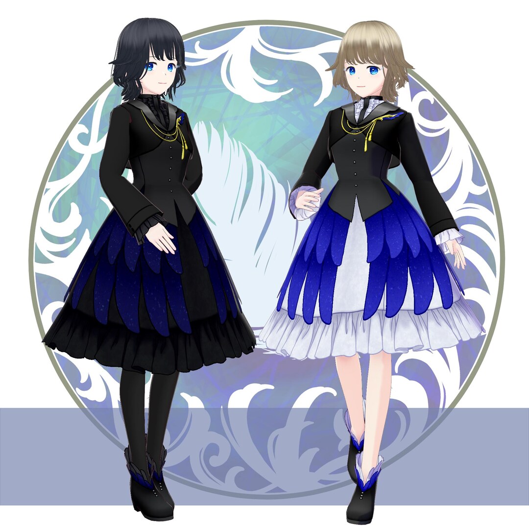 Vroid Outfit – “featherette” Formal Dress & Bolero ＆ Boots (2 Colors ...