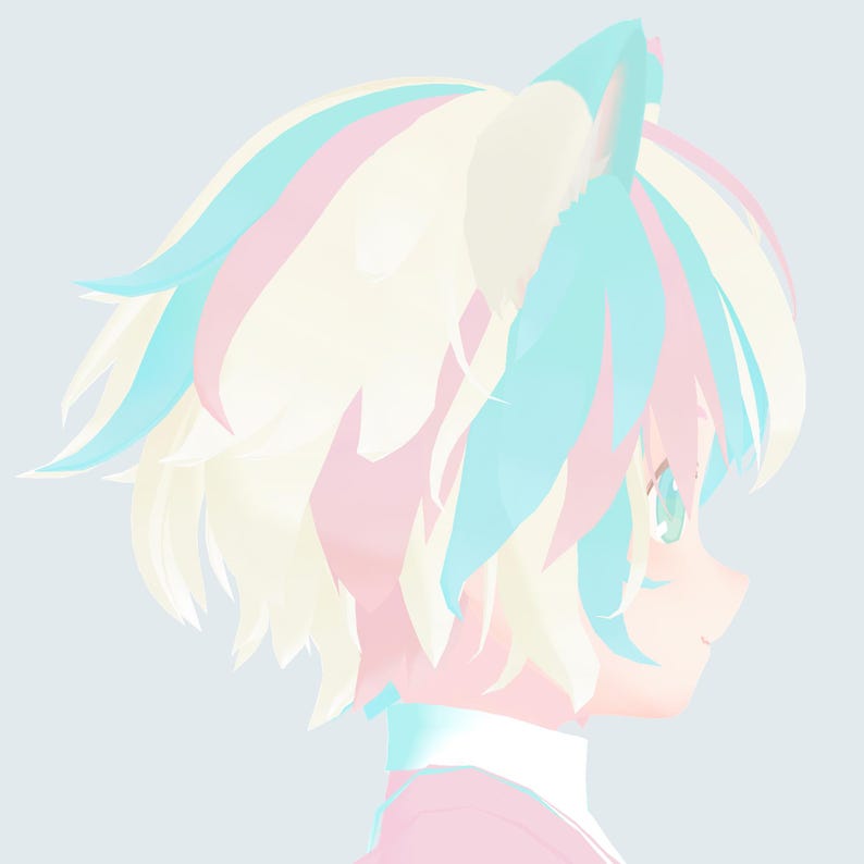 Vroid Hair + Hair Texture + Cat Ear Texture Set “calico Short Hair ...