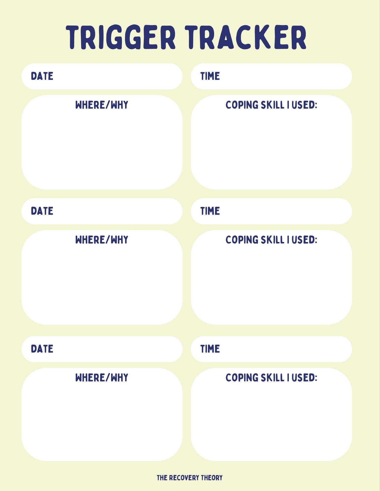 Triggers & Coping Skills Worksheet: Mental Health Recovery (printable ...