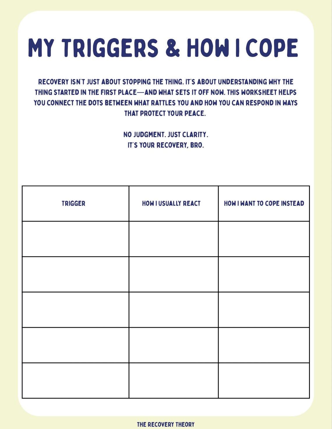 Triggers & Coping Skills Worksheet: Mental Health Recovery (printable ...