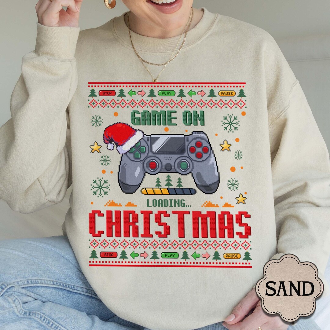 Video Game Controller Christmas Sweatshirt, Gaming Xmas Ugly Sweater ...