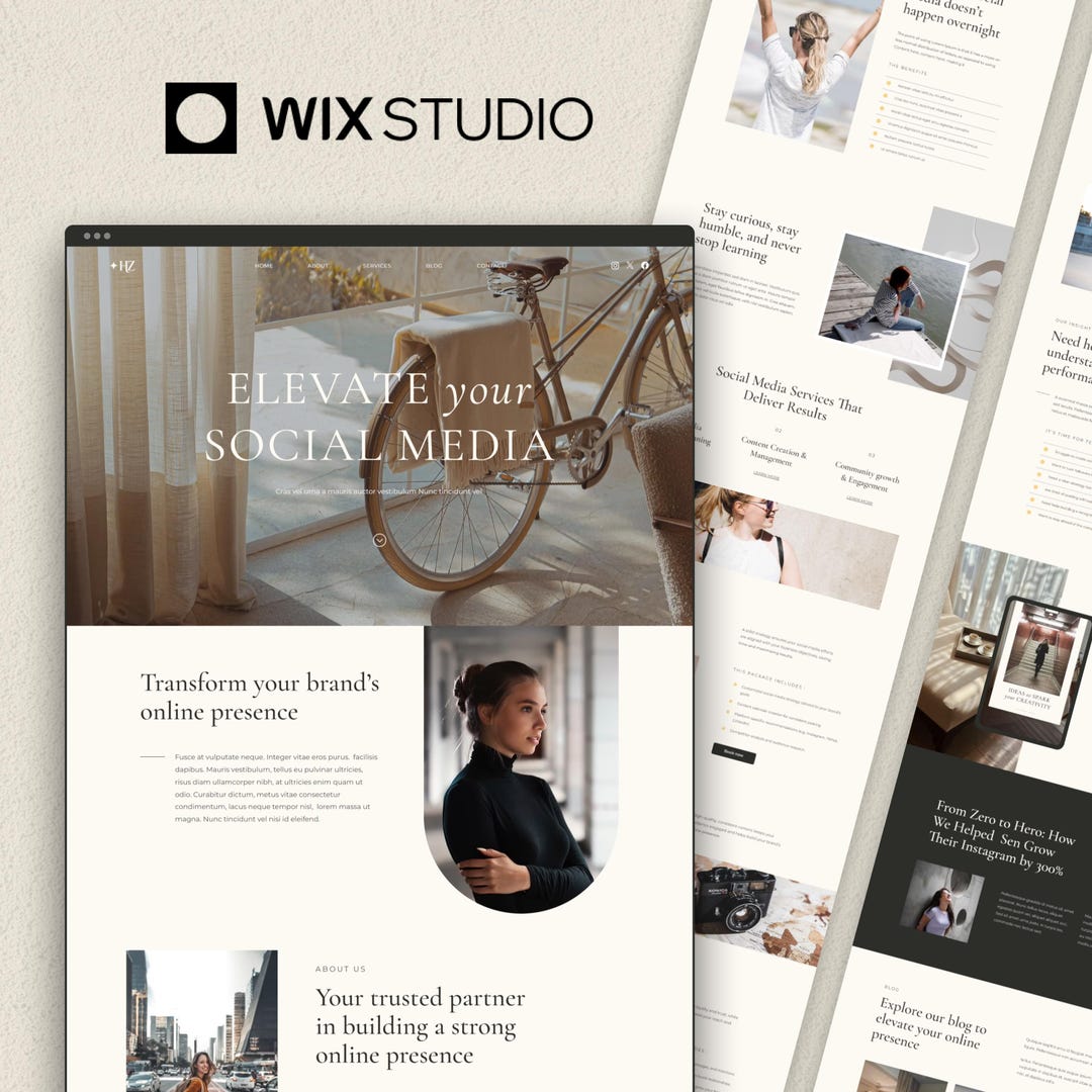 Unique Wix Website Template for Social Media Manager, Minimal Wix Coach ...
