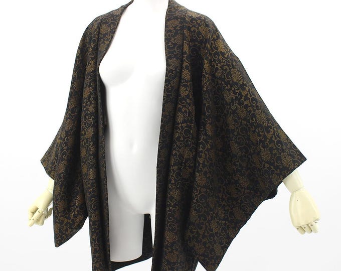 Vintage Silk Haori Jacket – Karakusa Kiku Woven Pattern, Ken-katabami ...
