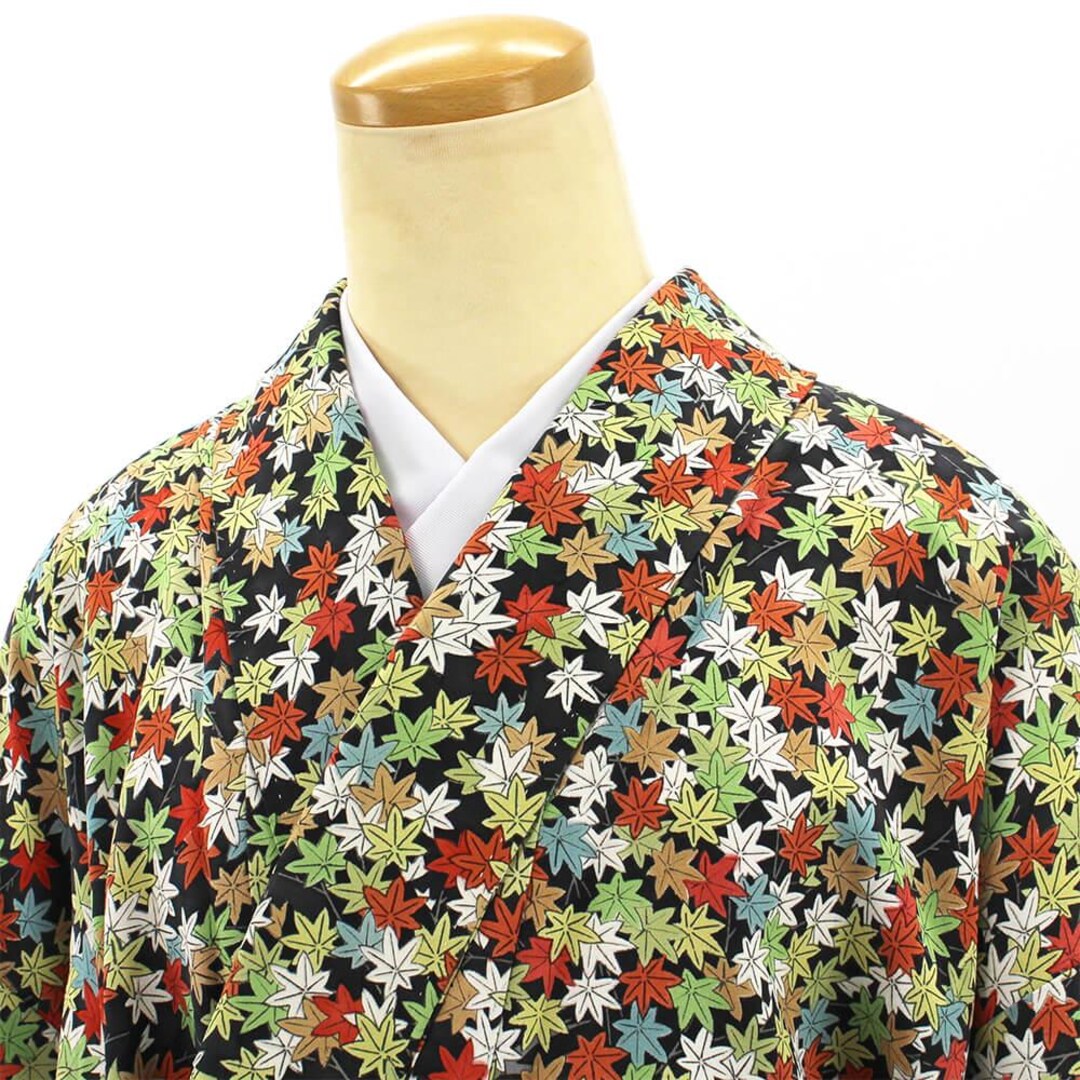 Clearance Sale Vintage Japanese Silk Kimono Black Komon With Colorful ...