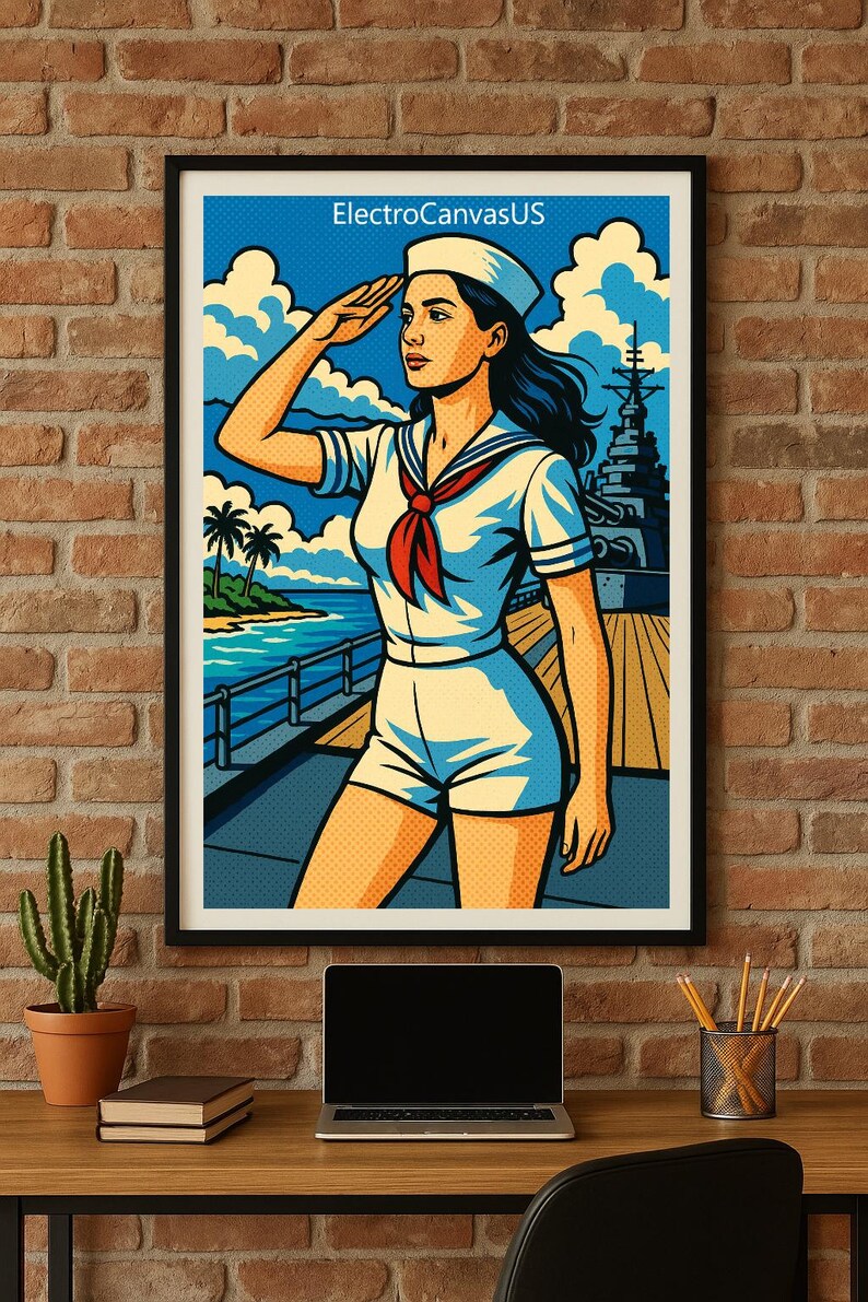 WWII Pin-up Sailor on Battleship | Vintage Pop Art Pin-up Girl ...
