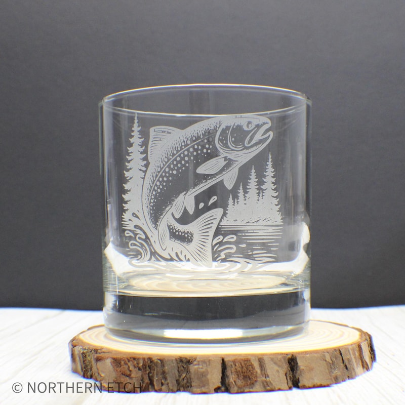 Drinking Glass With Trout - Etsy
