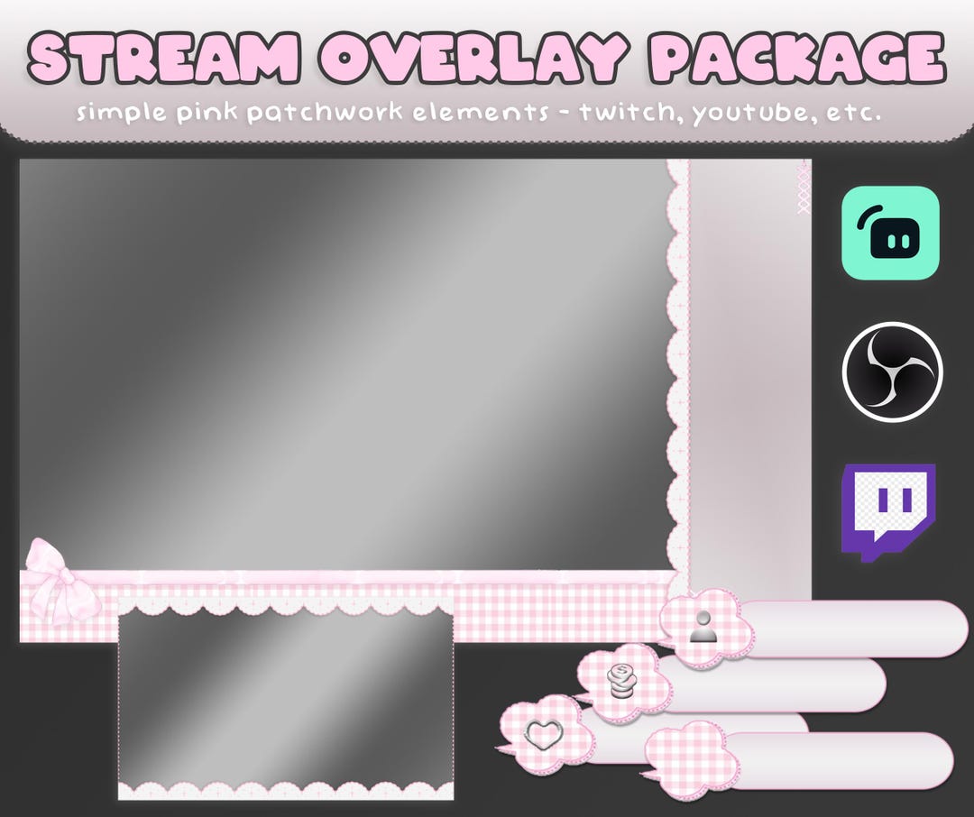 Simple Pink Patchwork Overlay | Streaming Overlay for Gaming ...