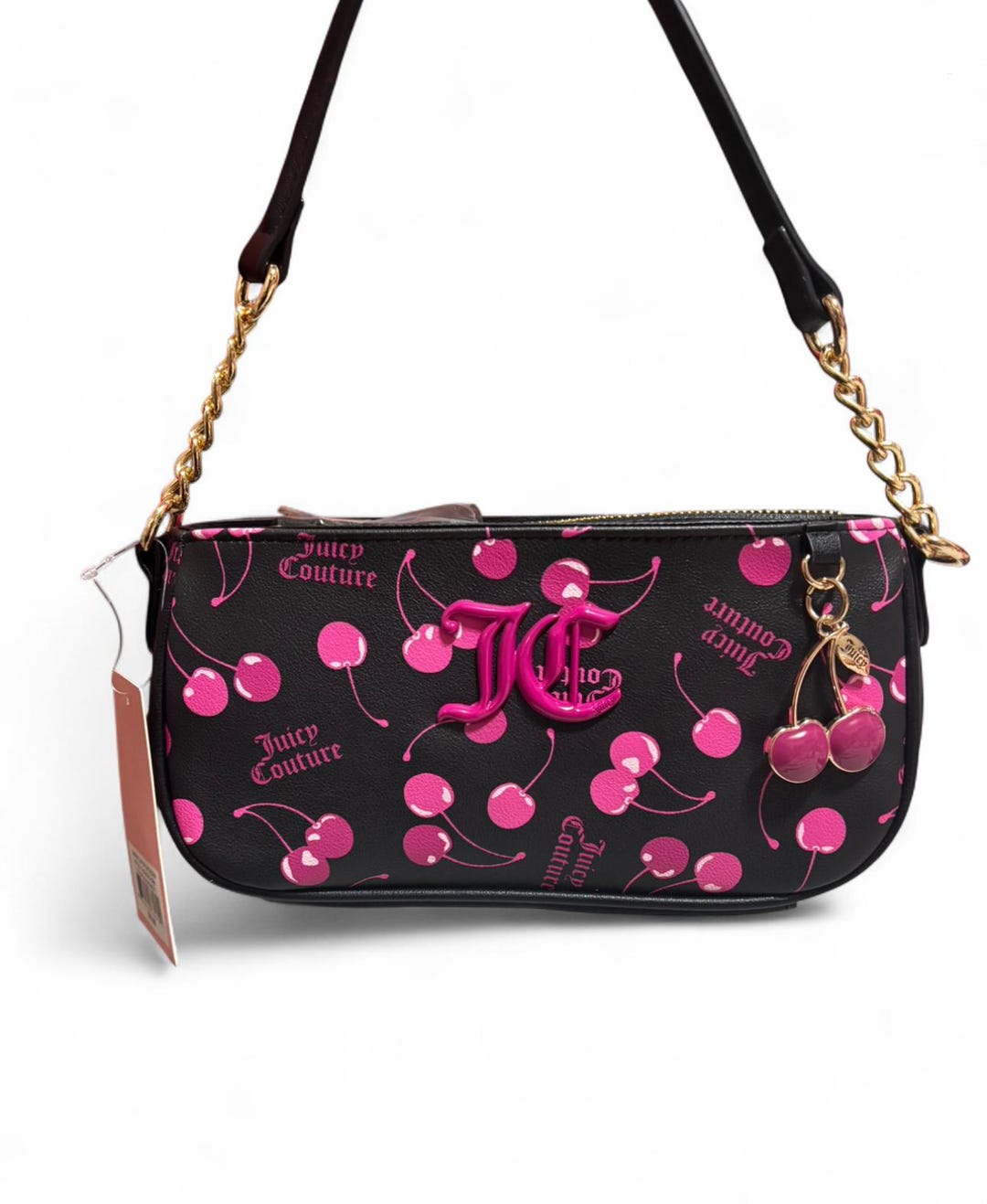 Juicy Couture Cherry Bag | Pink Cherry Print Shoulder Purse | Black ...