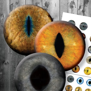 Realistic Cat Eyes - Digital Collage Sheet - Printable Cat Eyes - 16mm ...