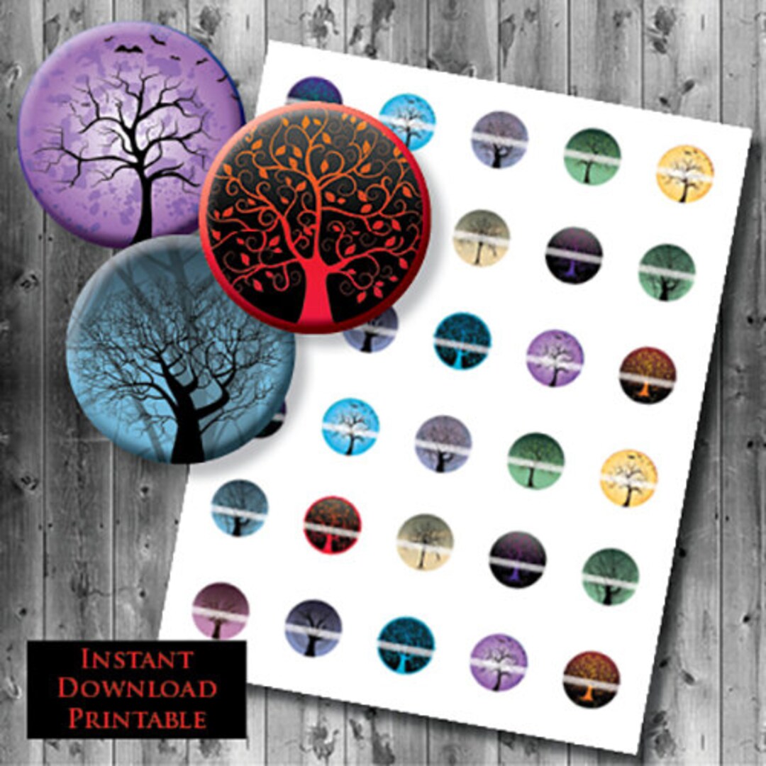 Tree of Life Images - 25mm Circles - Digital Collage Sheet - 1 Inch ...