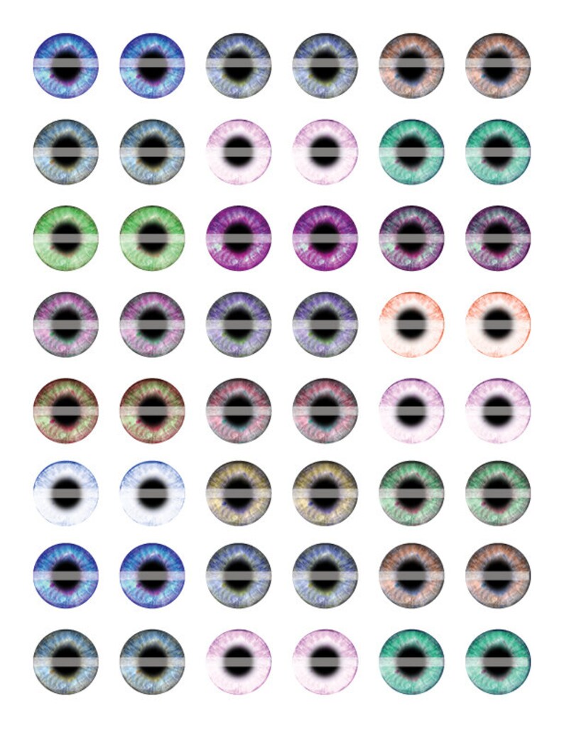 25mm Colorful Pastel Round Human Eye Designs Digital Collage Sheet for ...