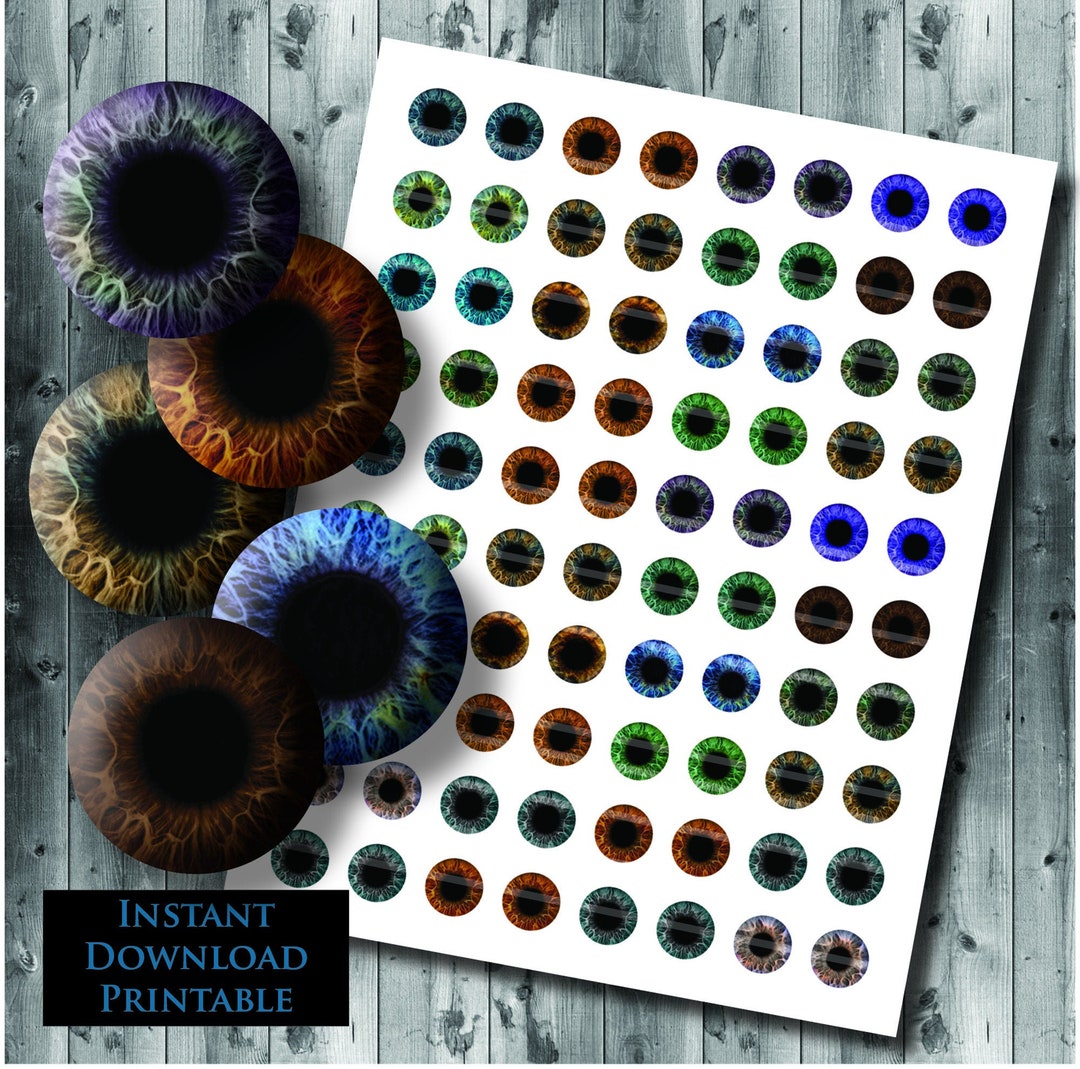 18mm Realistic Human Eyes Printout Collage Sheet of Eye Designs to Make ...
