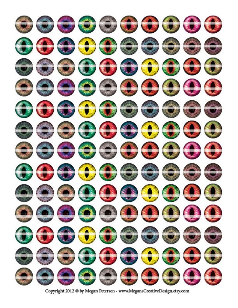 16mm Evil Dragon and Steampunk Eyes Collage Sheet for Cabochon and ...