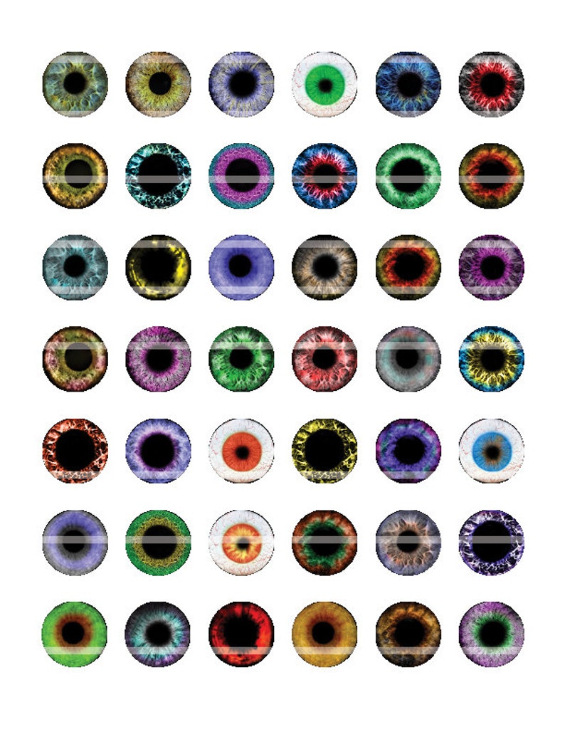 25mm Eyes Printout Collage Sheet of 42 Designs for Cabochon - Etsy