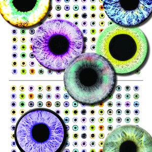 6mm and 8mm Pastel Human Eyes Printout Collage Sheet of Eye Designs for ...