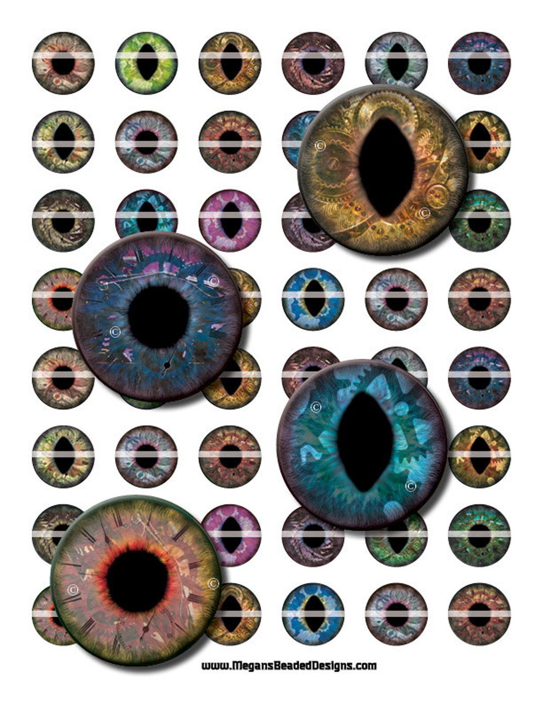 16mm Steampunk Eyes Digital Collage Sheet for Fantasy DIY Jewelry ...