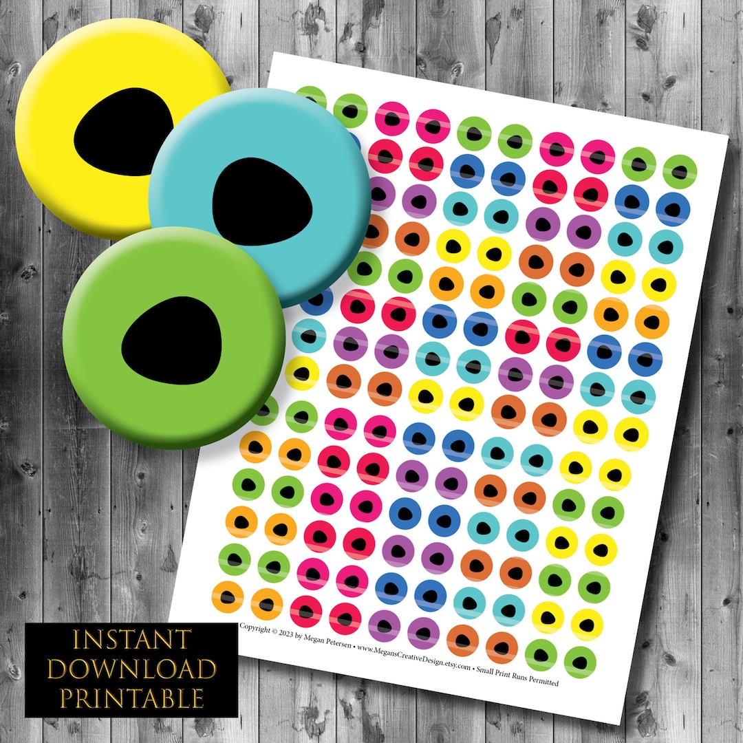 Bright Fluorescent Fish Eyes Digital Collage Sheets Sizes16mm and 15mm ...