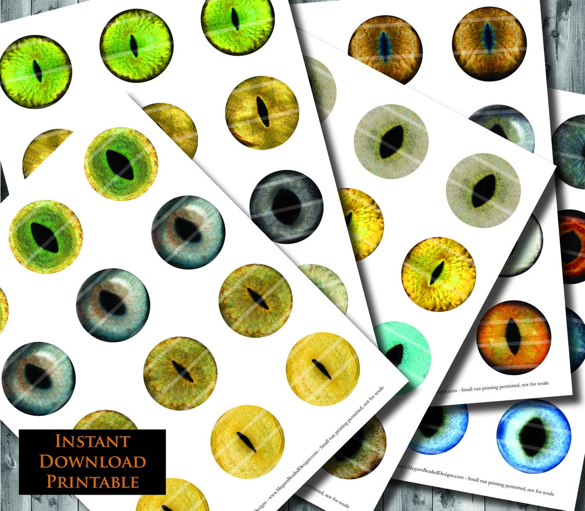 Huge 50mm Realistic Cat Eyes - Digital Collage Sheet - Printable Cat ...