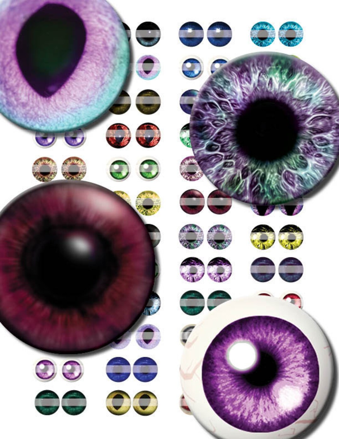 16mm Evil Eye Pairs Digital Collage Sheet Circles - Doll Eyes ...