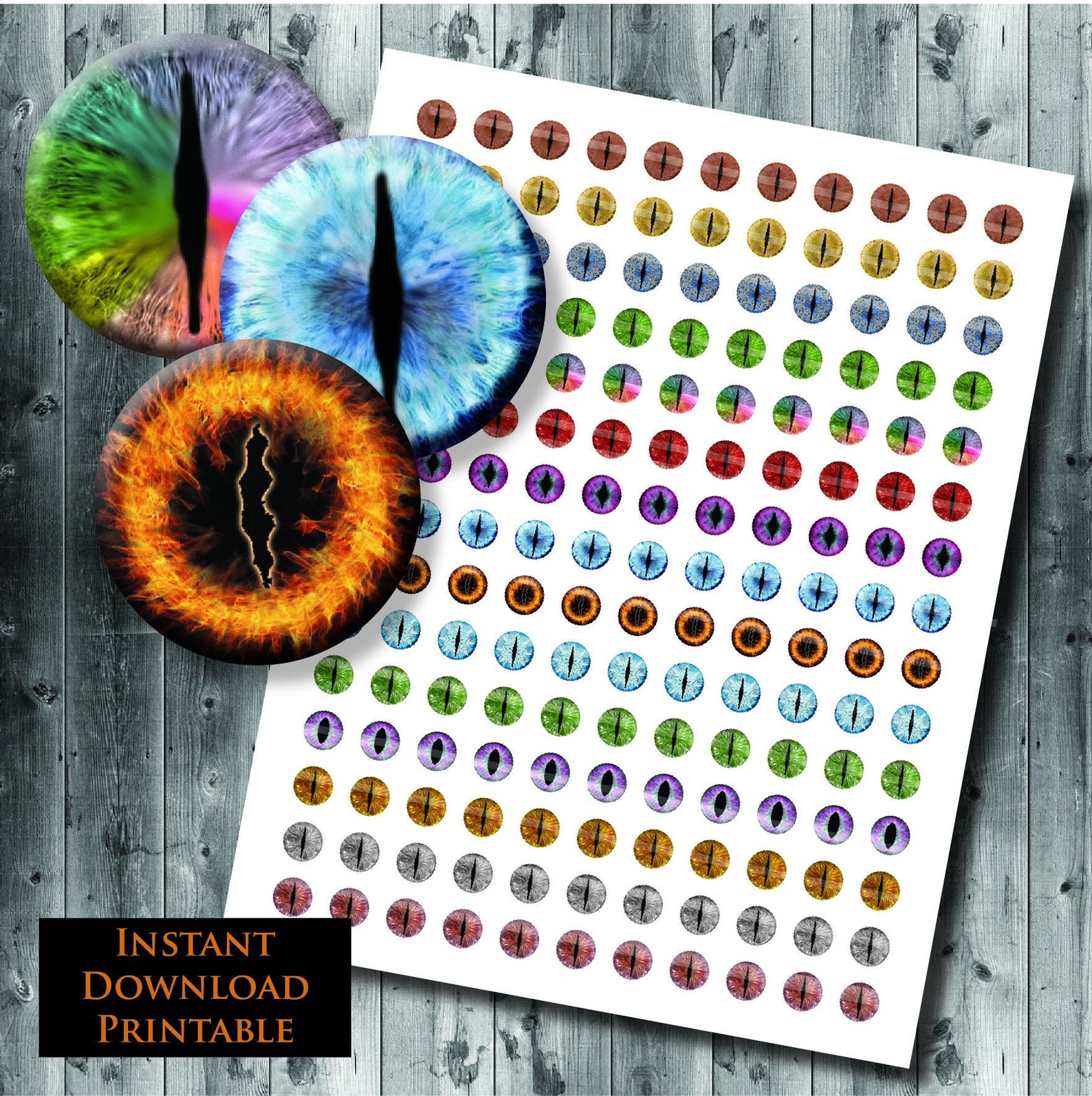 8mm Fairy Tale Dragon Eyes - Digital Collage Sheet - Printable Fantasy ...