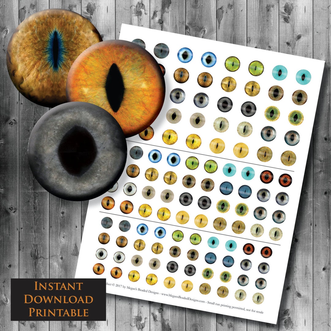 Realistic Cat Eyes - Digital Collage Sheet - Printable Cat Eyes - 16mm ...
