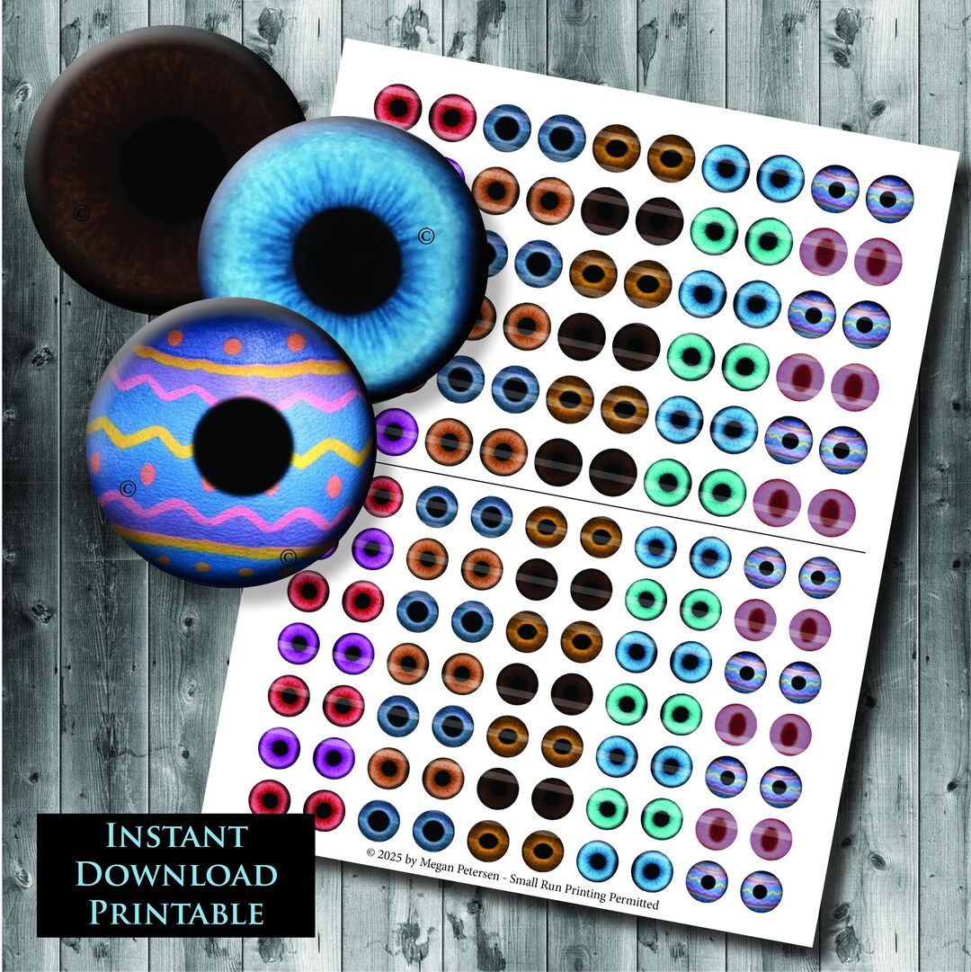 14mm and 16mm Bunny Rabbit Eyes - Digital Collage Sheet - Printable ...