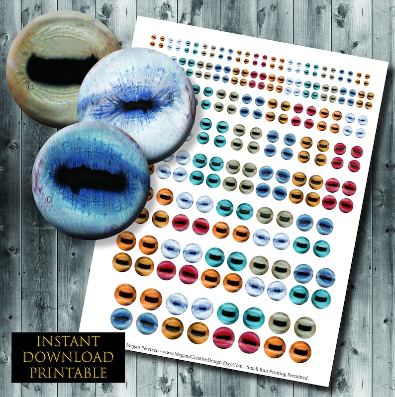 Realistic Goat Eyes - Digital Collage Sheet - Sizes: 4mm 6mm 8mm 10mm ...