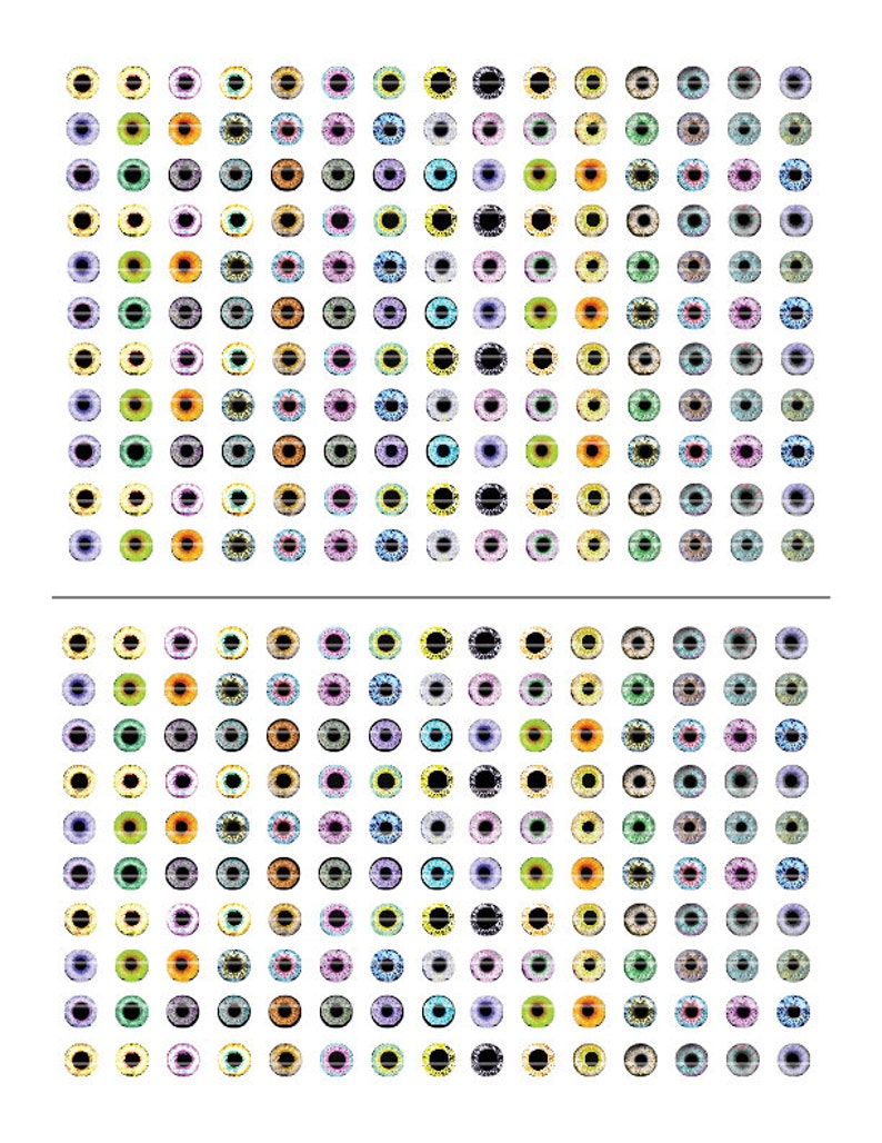 6mm and 8mm Pastel Human Eyes Printout Collage Sheet of Eye | Etsy