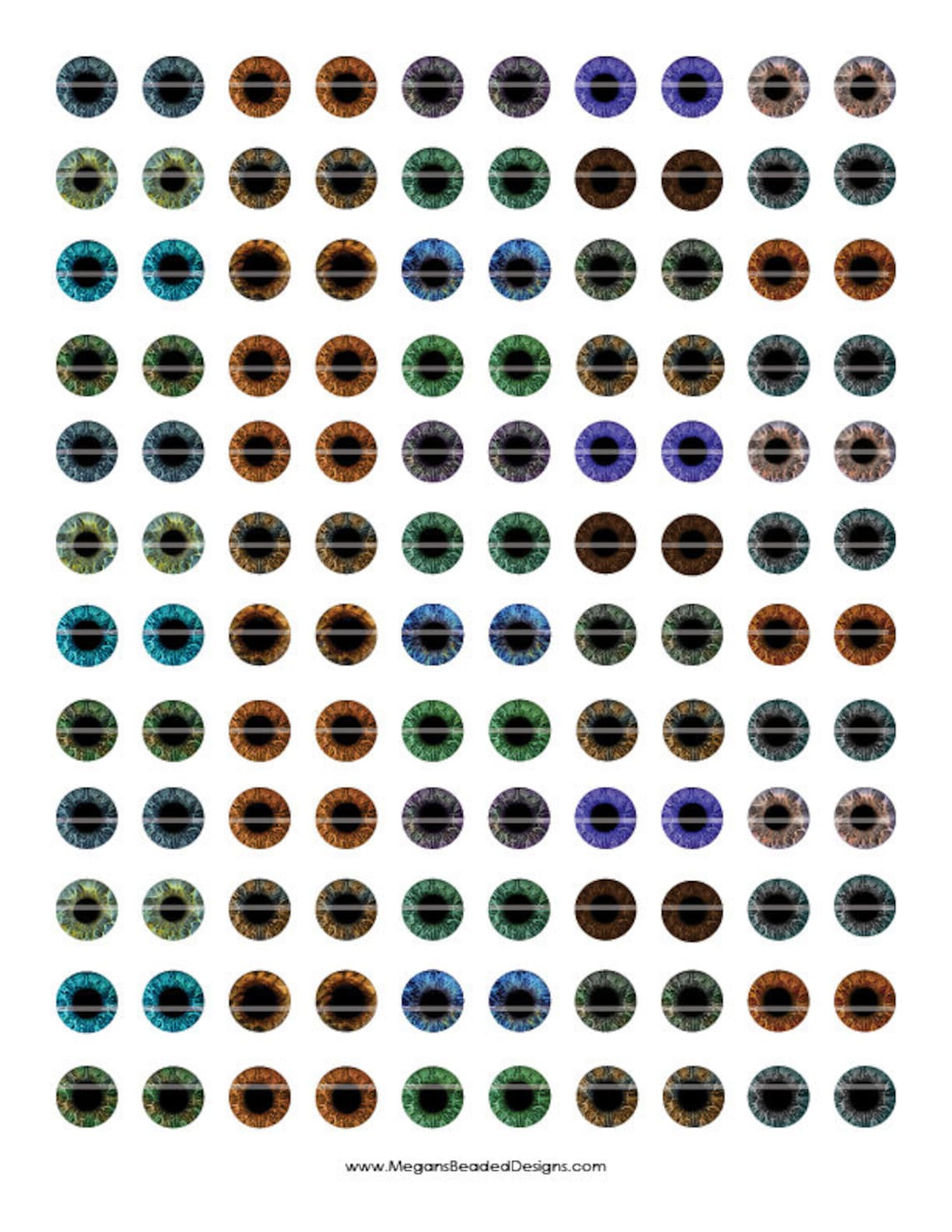18mm Realistic Human Eyes Printout Collage Sheet of Eye Designs to Make ...