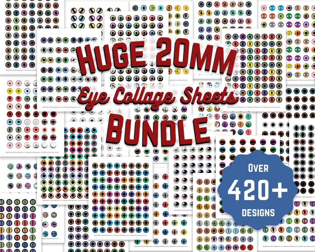 Huge 20mm Eyes Mega Bundle Digital Collage Sheet Printable Images for ...