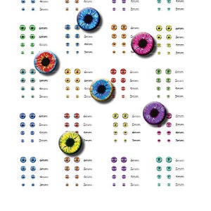 Doll Eyes Digital Collage Sheet of 16 Designs Sizes 6mm 5mm 4mm and 3mm ...