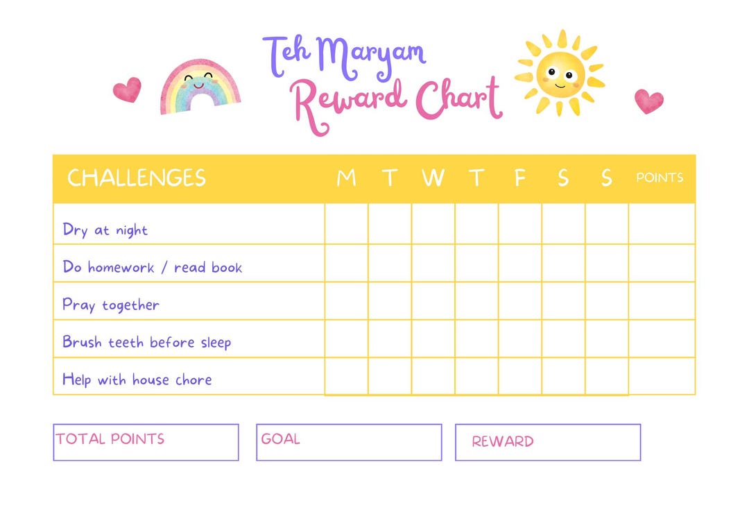 My Star Chart – Printable Reward Chart for Kids – Editable Canva ...